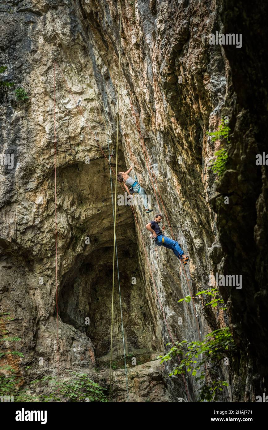rock climbing at the Devil's Gorge Stock Photo - Alamy
