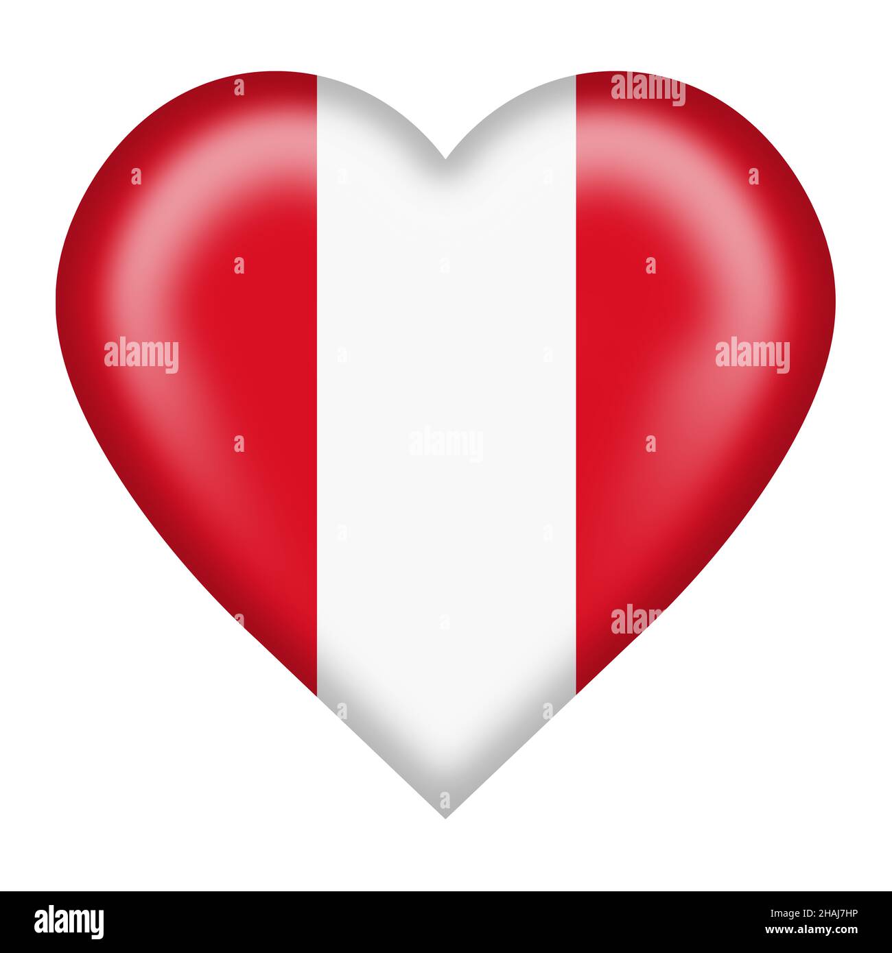 Peru flag heart button isolated on white with clipping path 3d ...