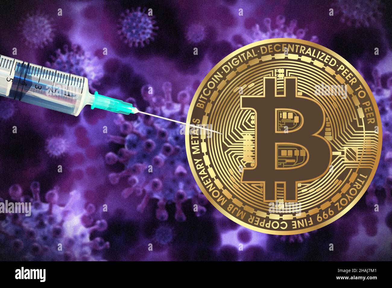 Bitcoin creative illustration shows how Covid-19 new variant affects ...