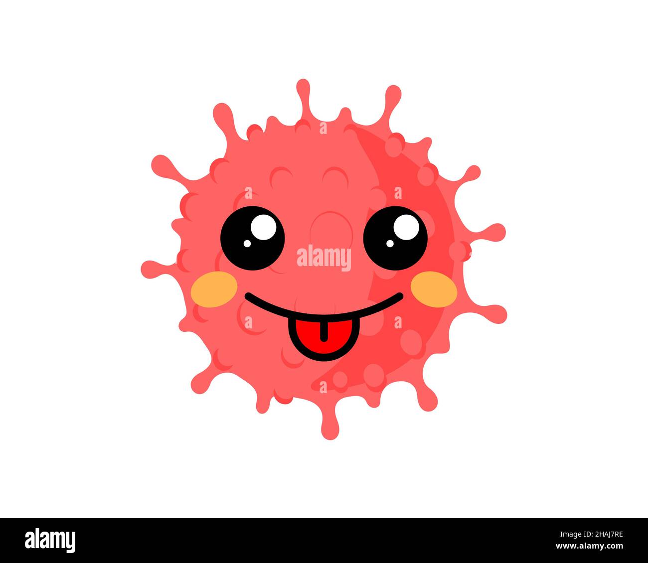 Coronavirus emoji kawaii face. Funny cute corona virus character icon ...