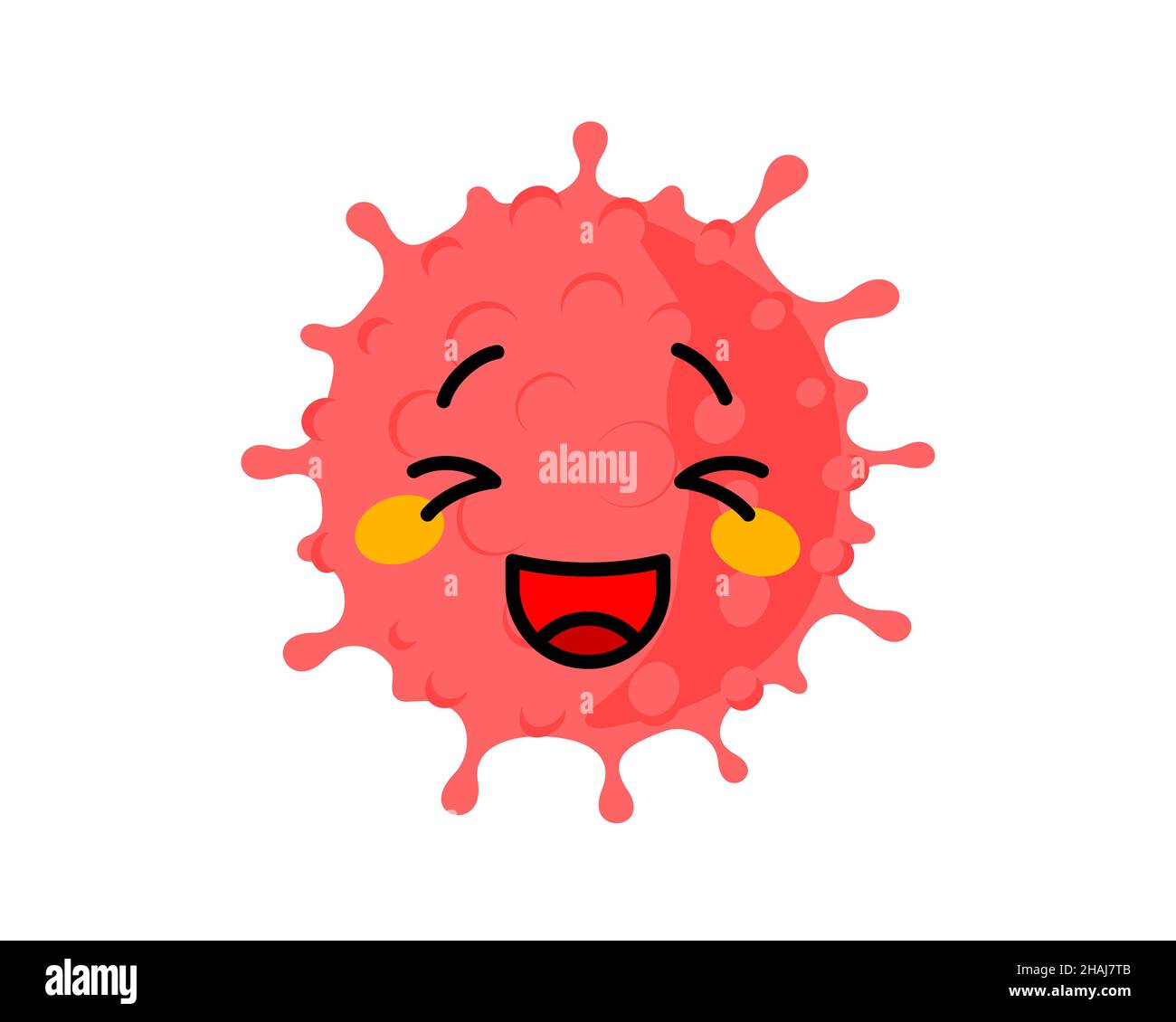 Coronavirus emoji kawaii face. Funny cute corona virus character icon ...