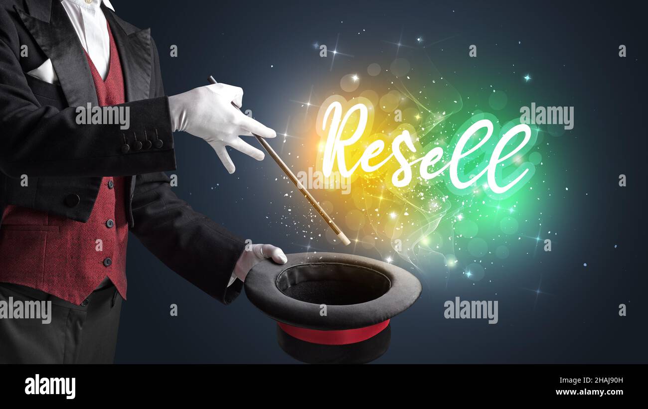 Young magician is showing magic trick Stock Photo - Alamy