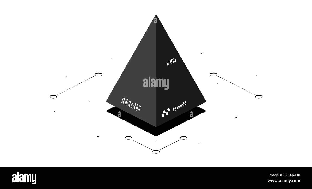 Pyramid mathematical figure. Black and white isometric 3d illustration ...