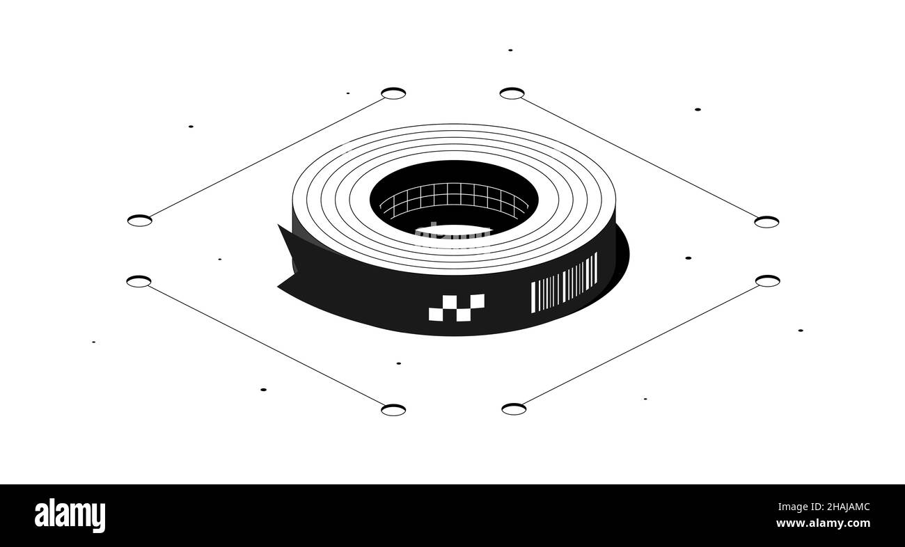 Adhesive tape. Black and white isometric 3d illustration isolated on ...