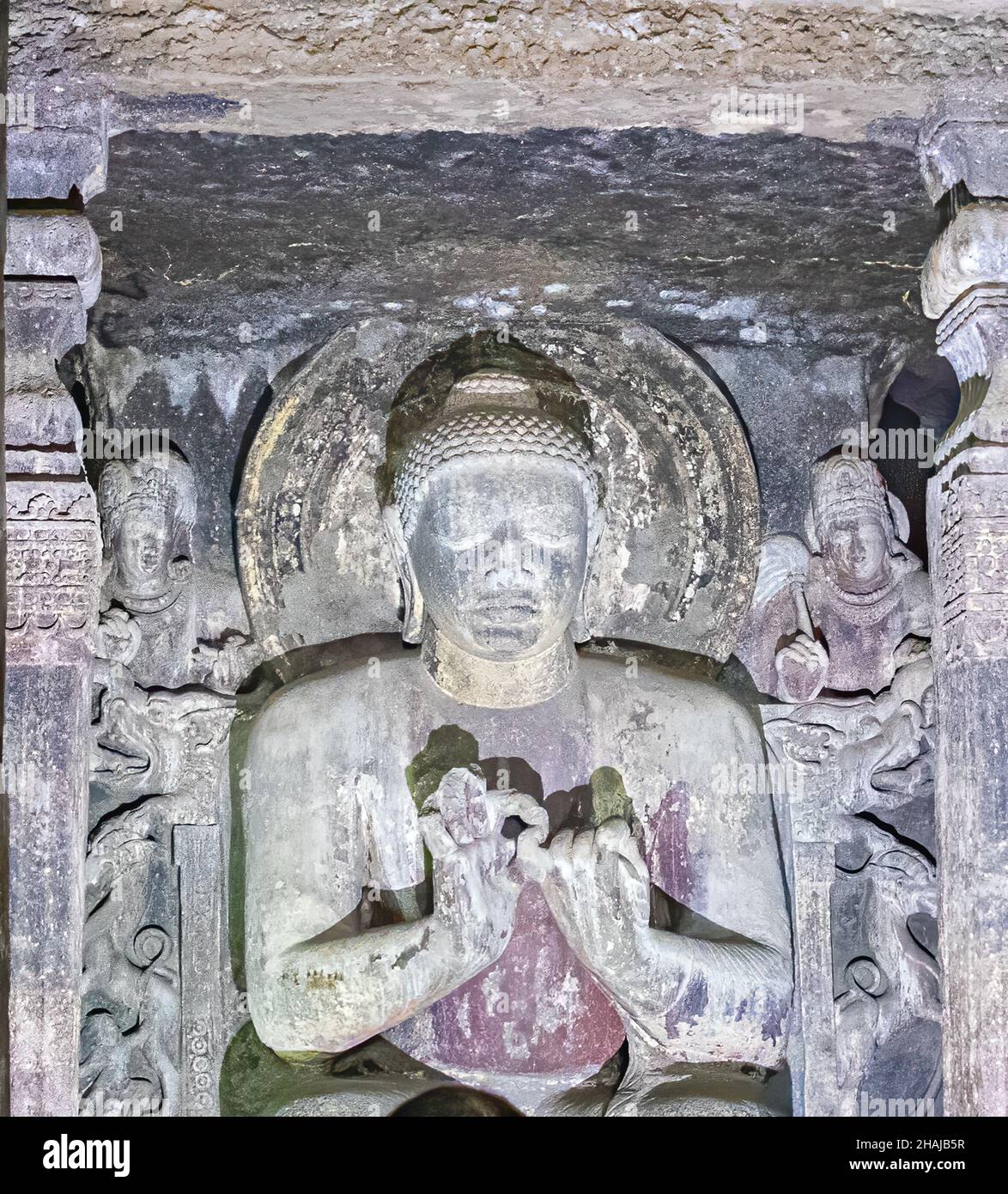 Buddha Statue in Ajanta Caves of 4th Century in Aurangabad Stock Photo ...