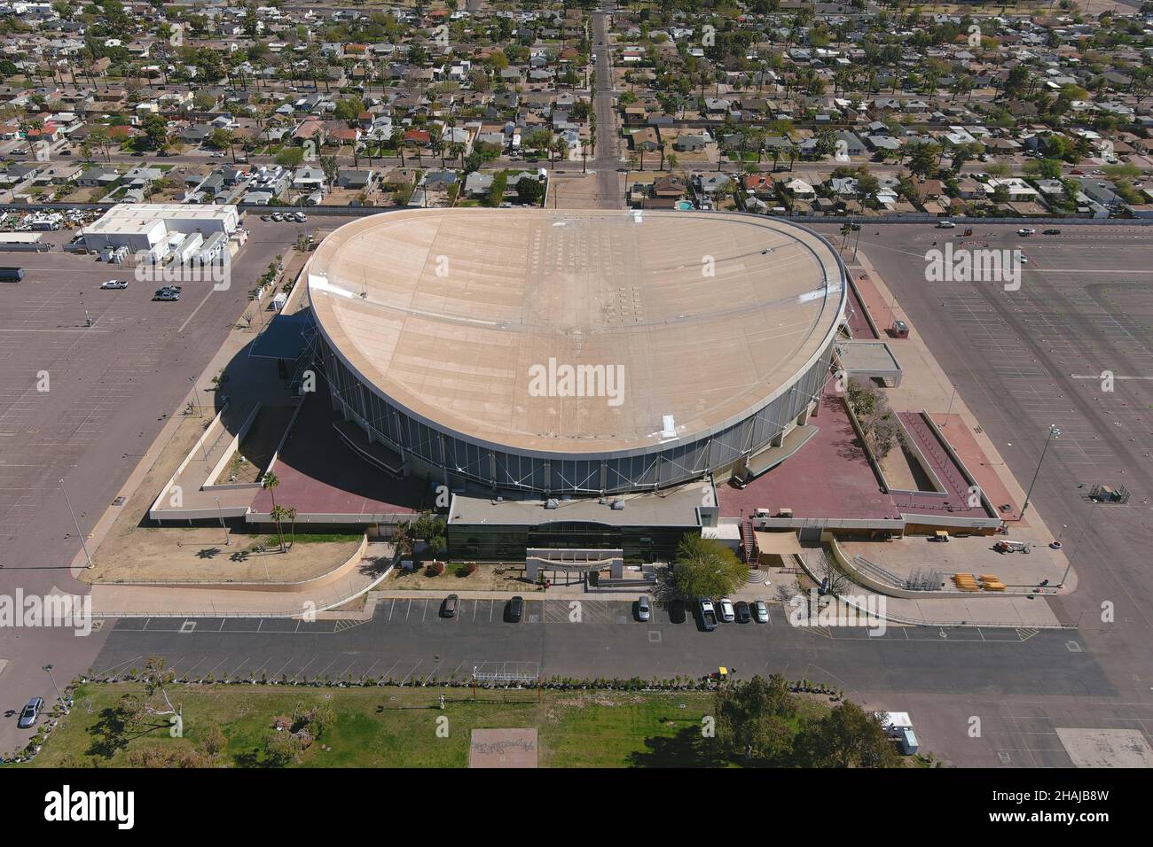 An aerial view of the Arizona Veterans Memorial Coliseum, Tuesday ...