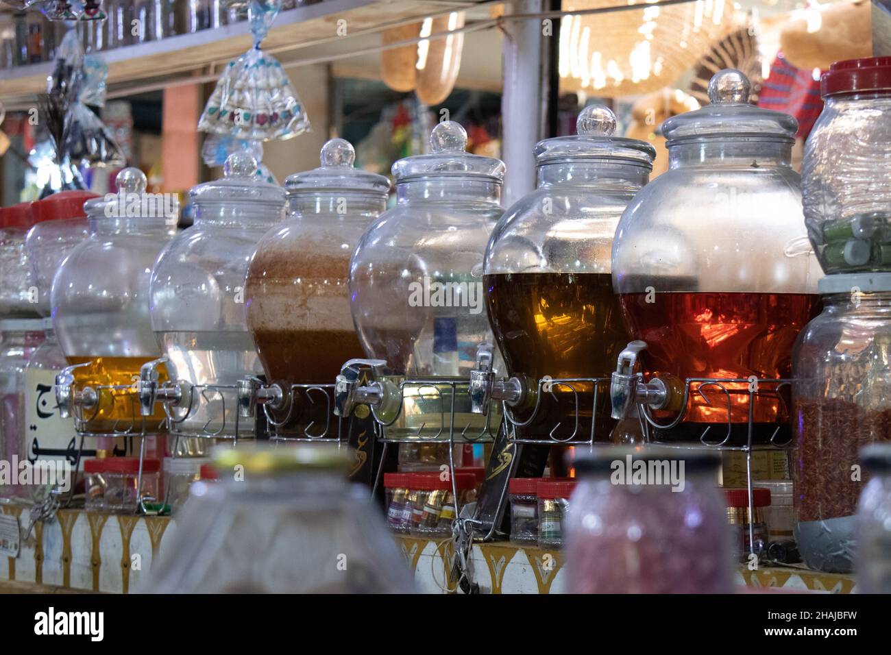 Closeup shot of different types of beverages in the market Stock Photo ...