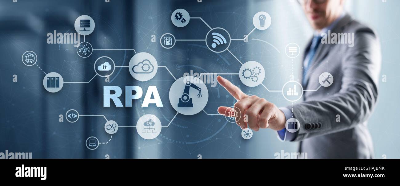 RPA. Robotic process automation concept on virtual screen Stock Photo ...