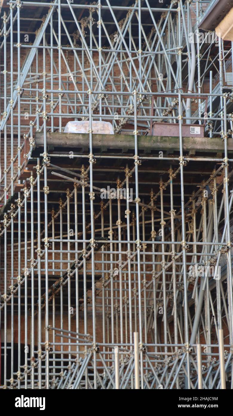 Vertical shot of an industrial scaffoldingindustrial steel bridge for ...