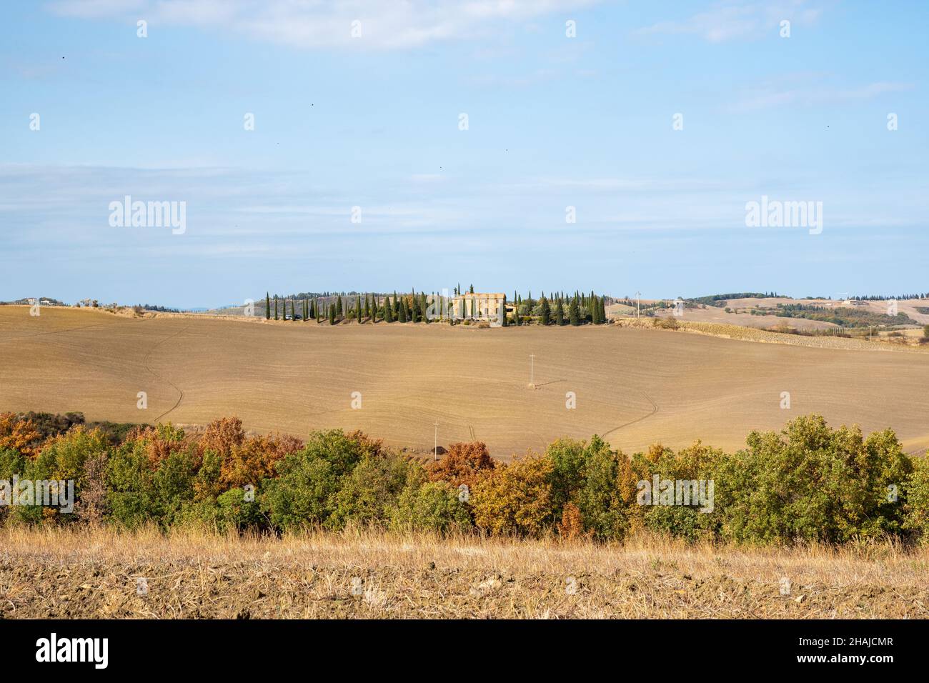Landscape with large fields, trees, and hills Stock Photo - Alamy
