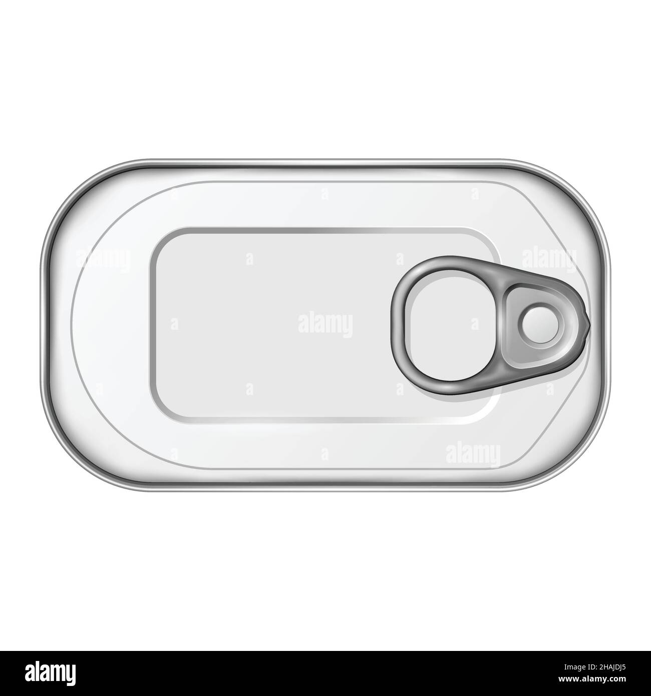 Tin can of rectangle shape blank template, top view, canned fish vector ...