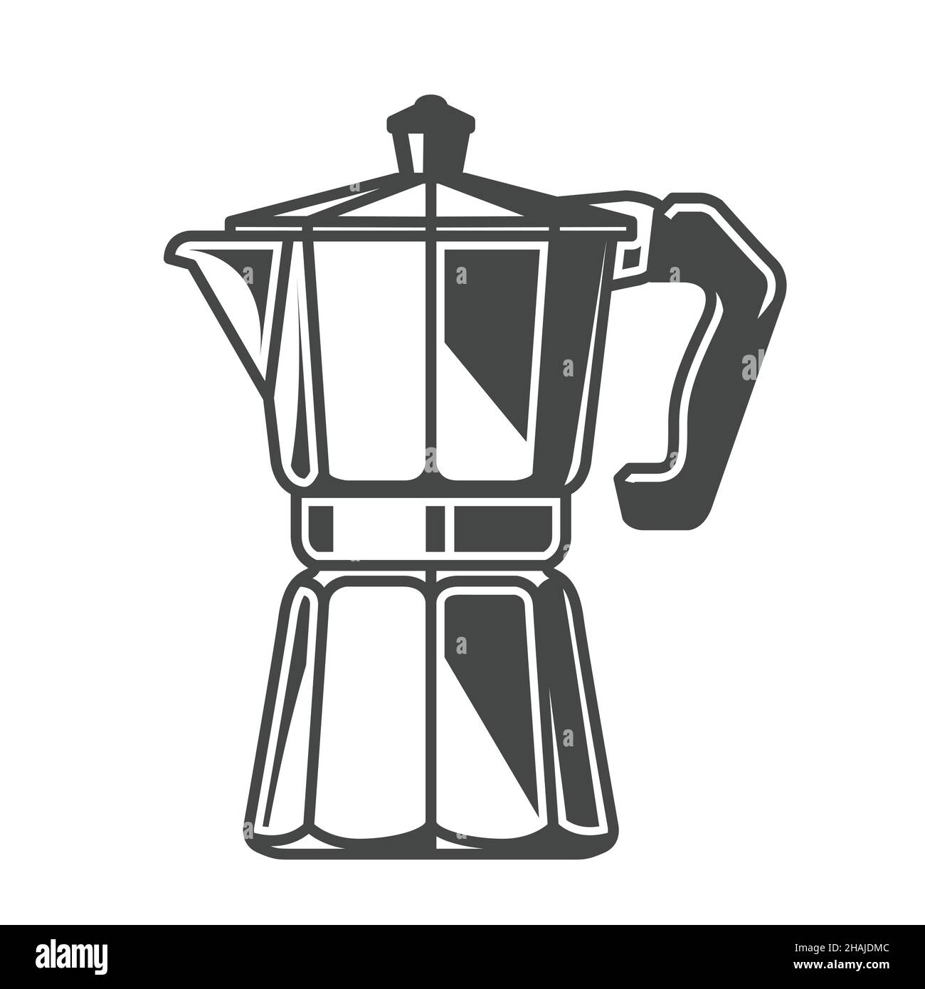 Moka pot, classic coffee brewing kettle icon, vector Stock Vector Image ...