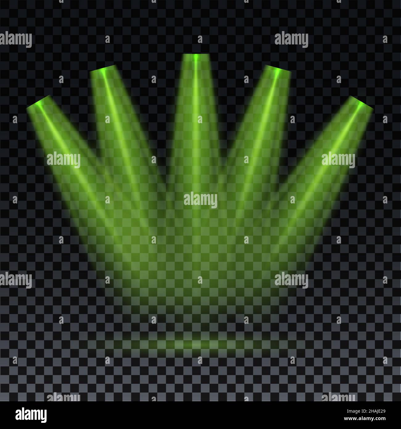Green spotlight. Green laser beam on transparent background. Laser rays ...