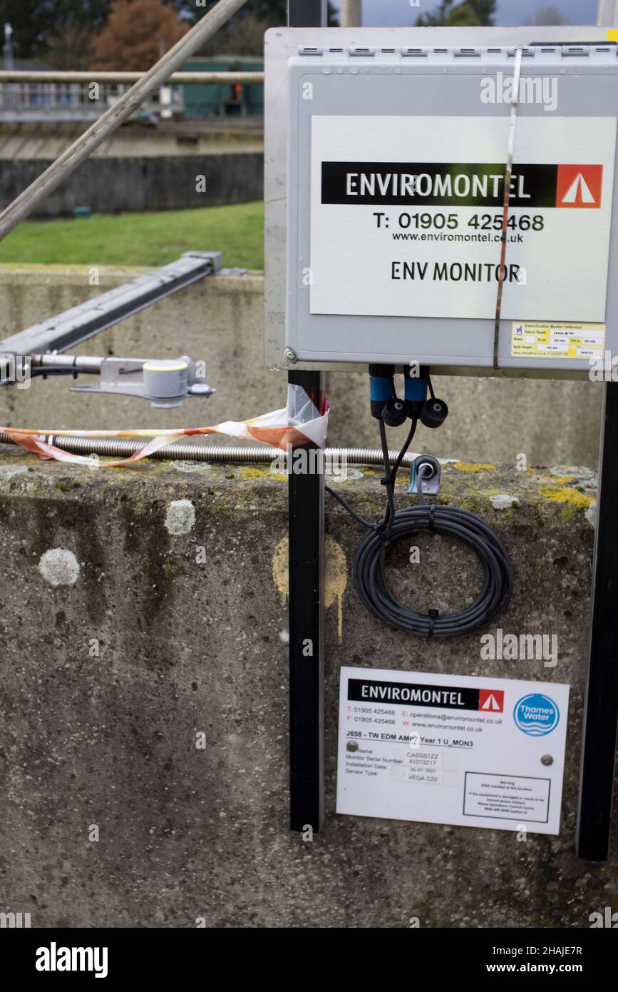 Storm flow monitoring device at a Thames Water sewage treatment works ...