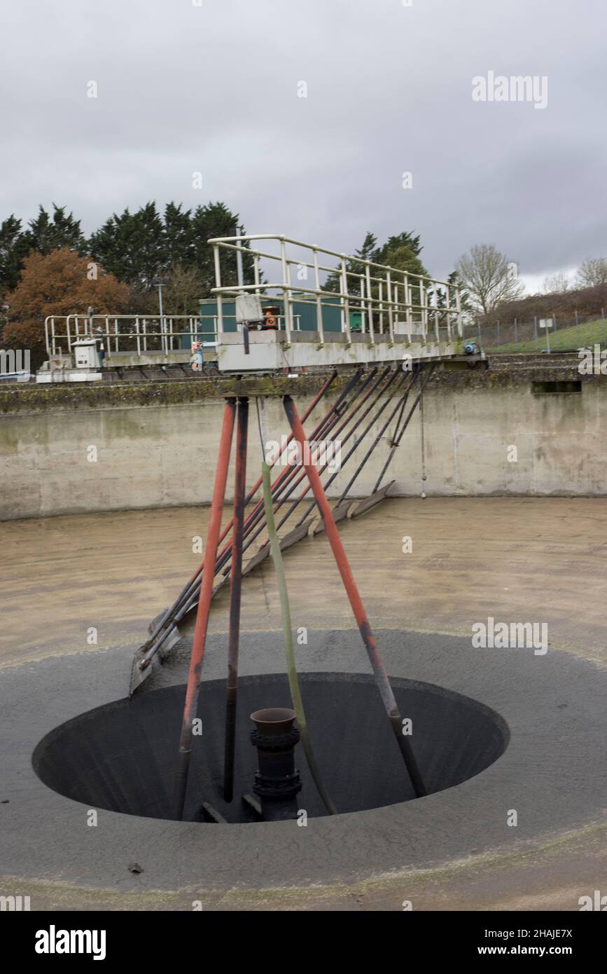 Empty storm tank at a Thames Water sewage treatment works, Cassington ...