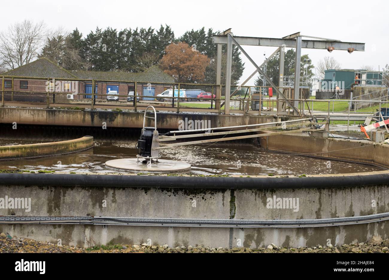 Aeration and settling tank at a Thames Water sewage treatment works ...