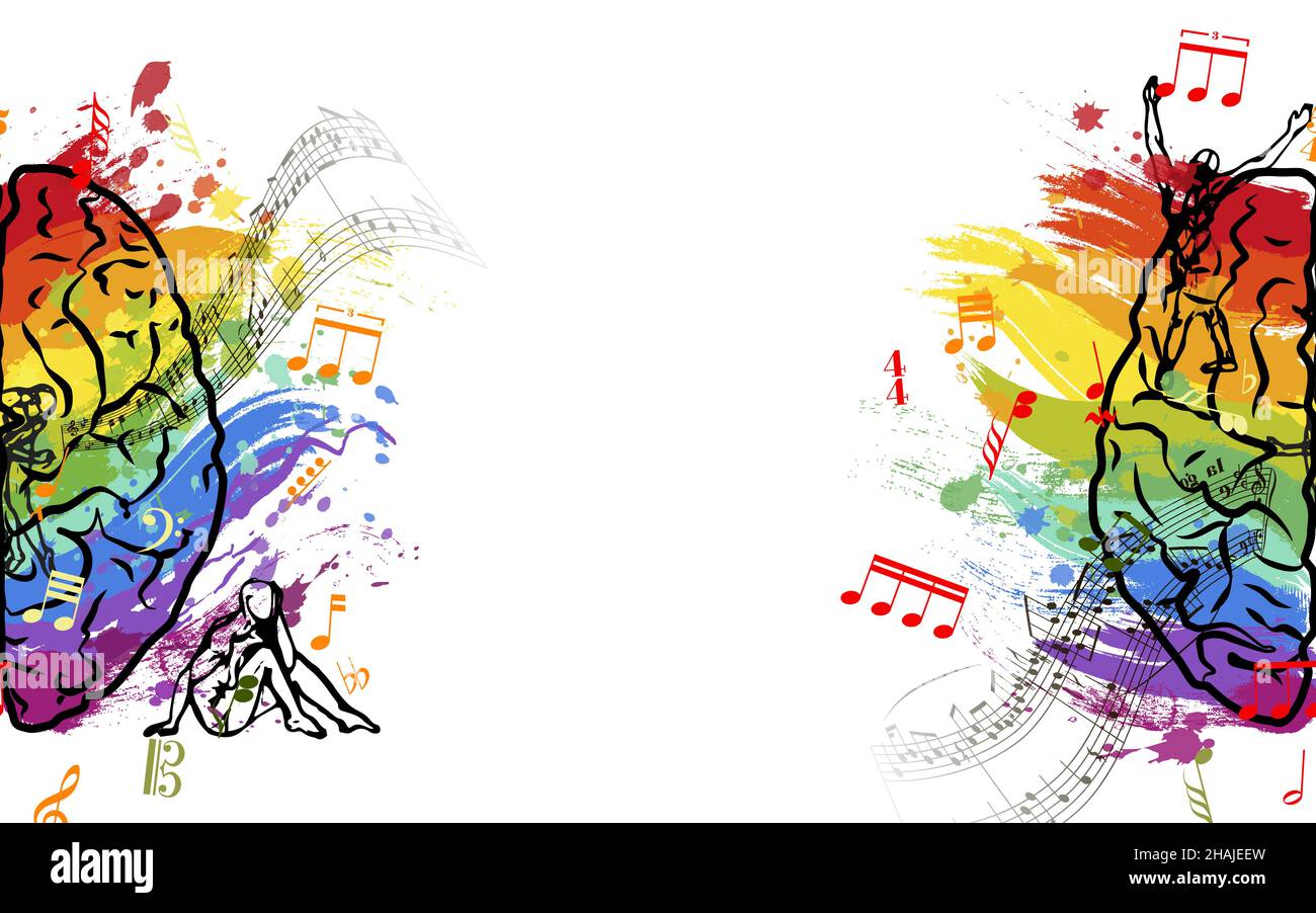 Creative human brain wide concept illustration, left side of brain ...