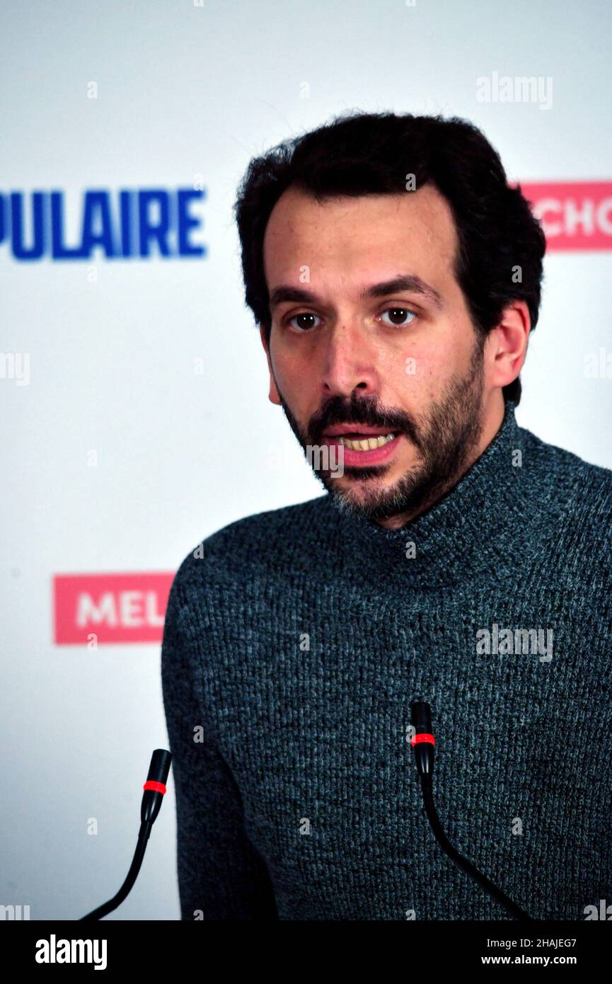 Bastien Lachaud during a press conference on the presidential campaign ...