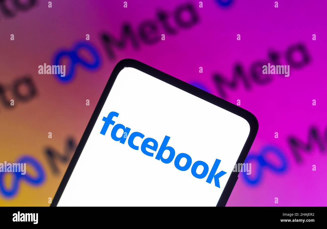 In this photo illustration a Facebook logo seen displayed on a ...