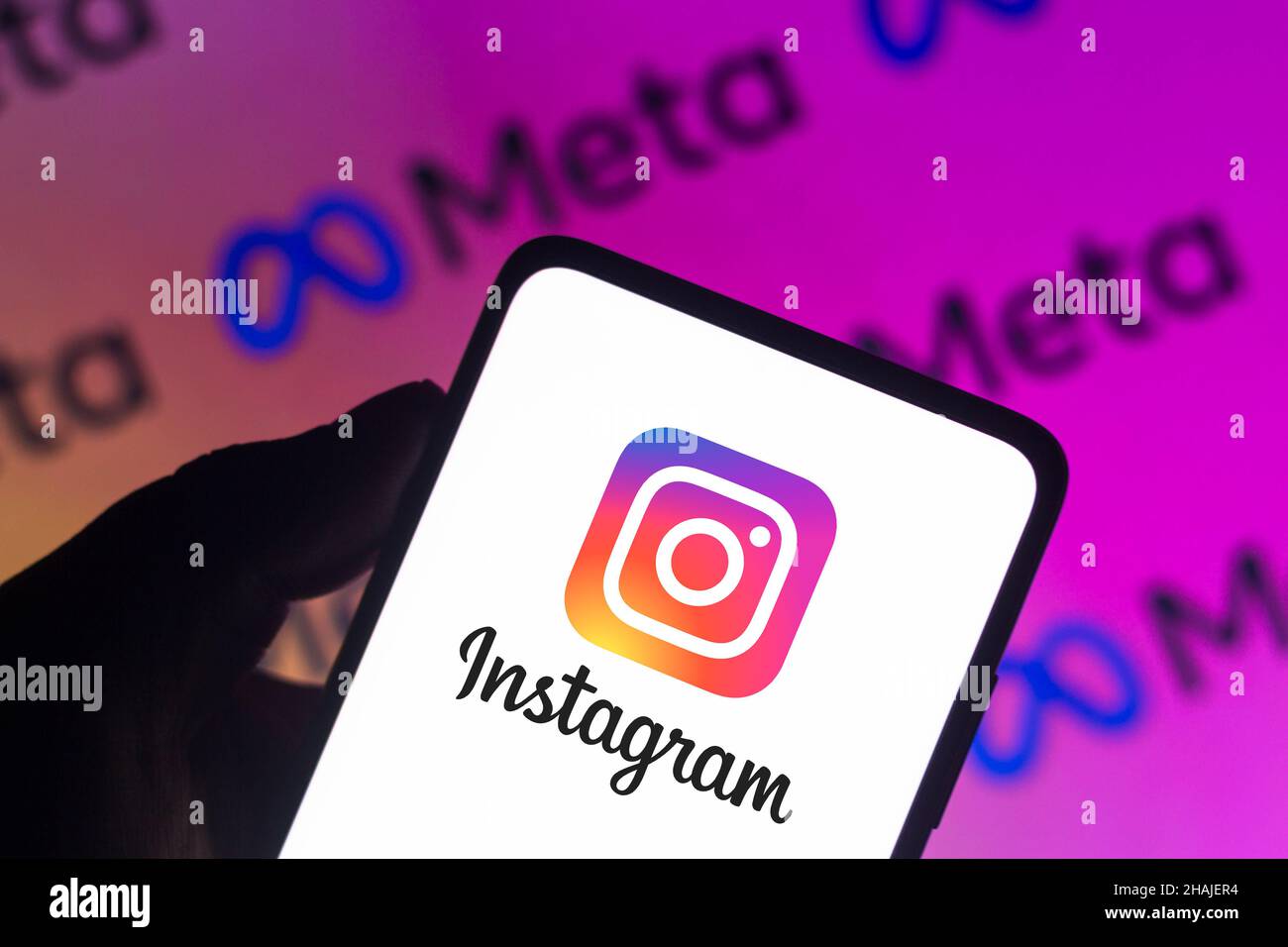 In this photo illustration a Instagram logo seen displayed on a ...