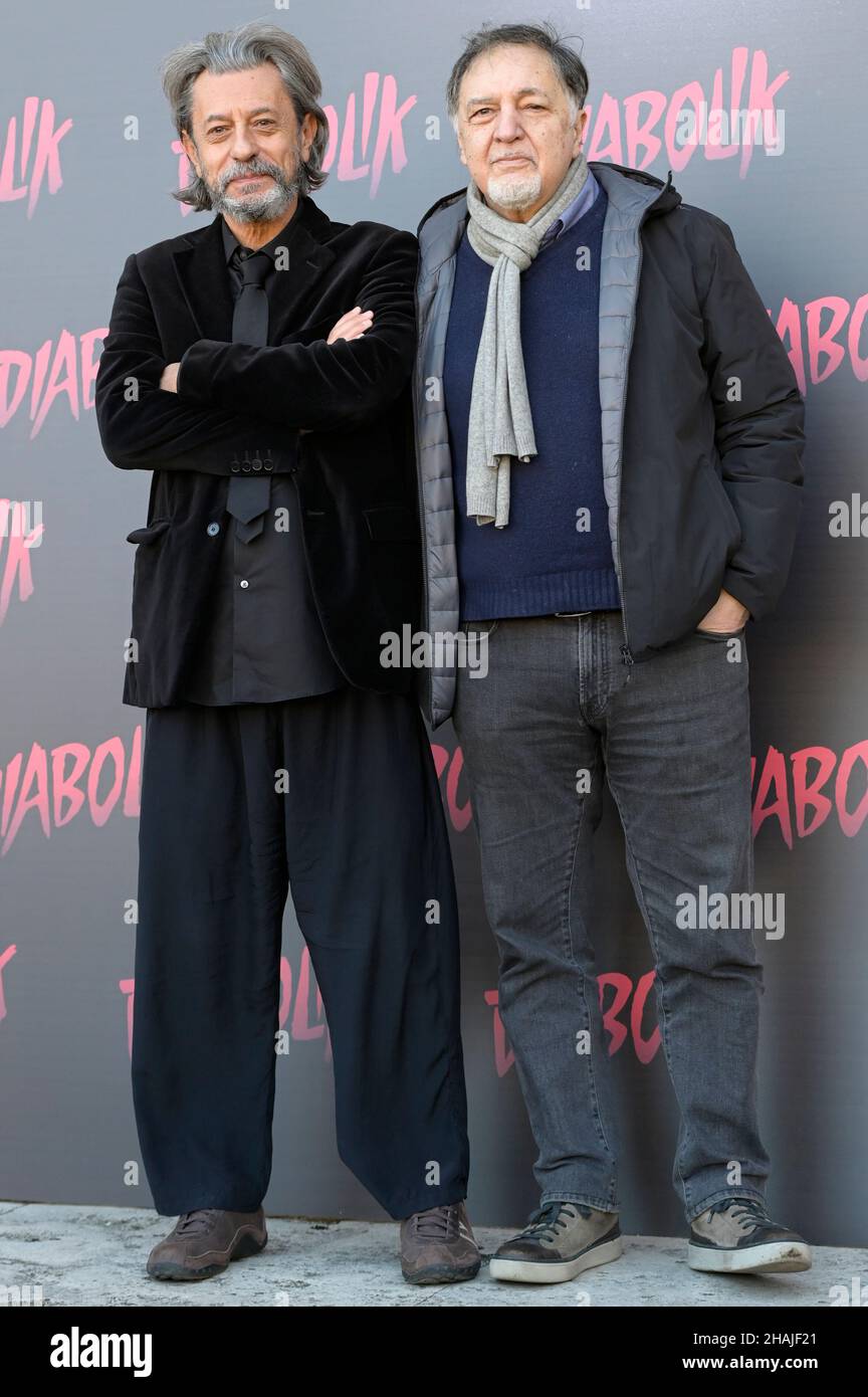 Pivio and Aldo De Scalzi attend the photocall of the film Diabolik at ...