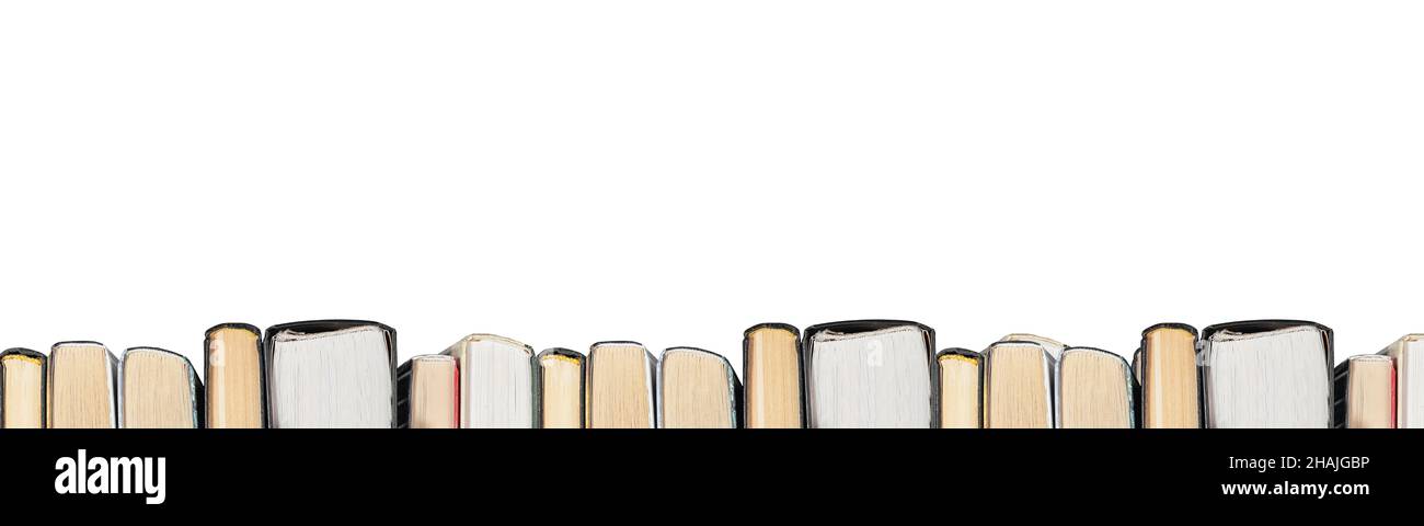 Book border isolated on white background. Literature banner with copy ...