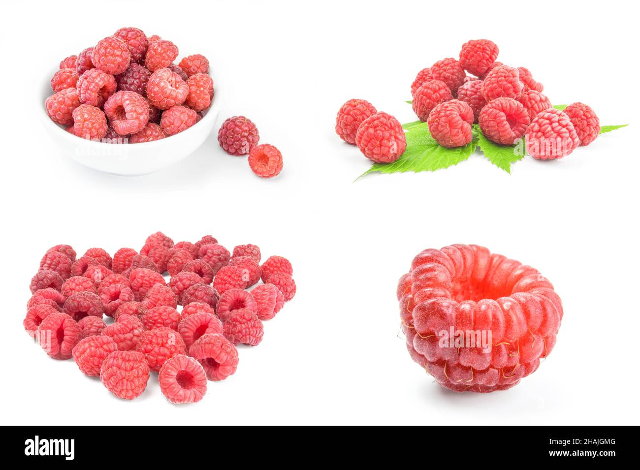 Collection of juicy raspberry close-up on white Stock Photo - Alamy