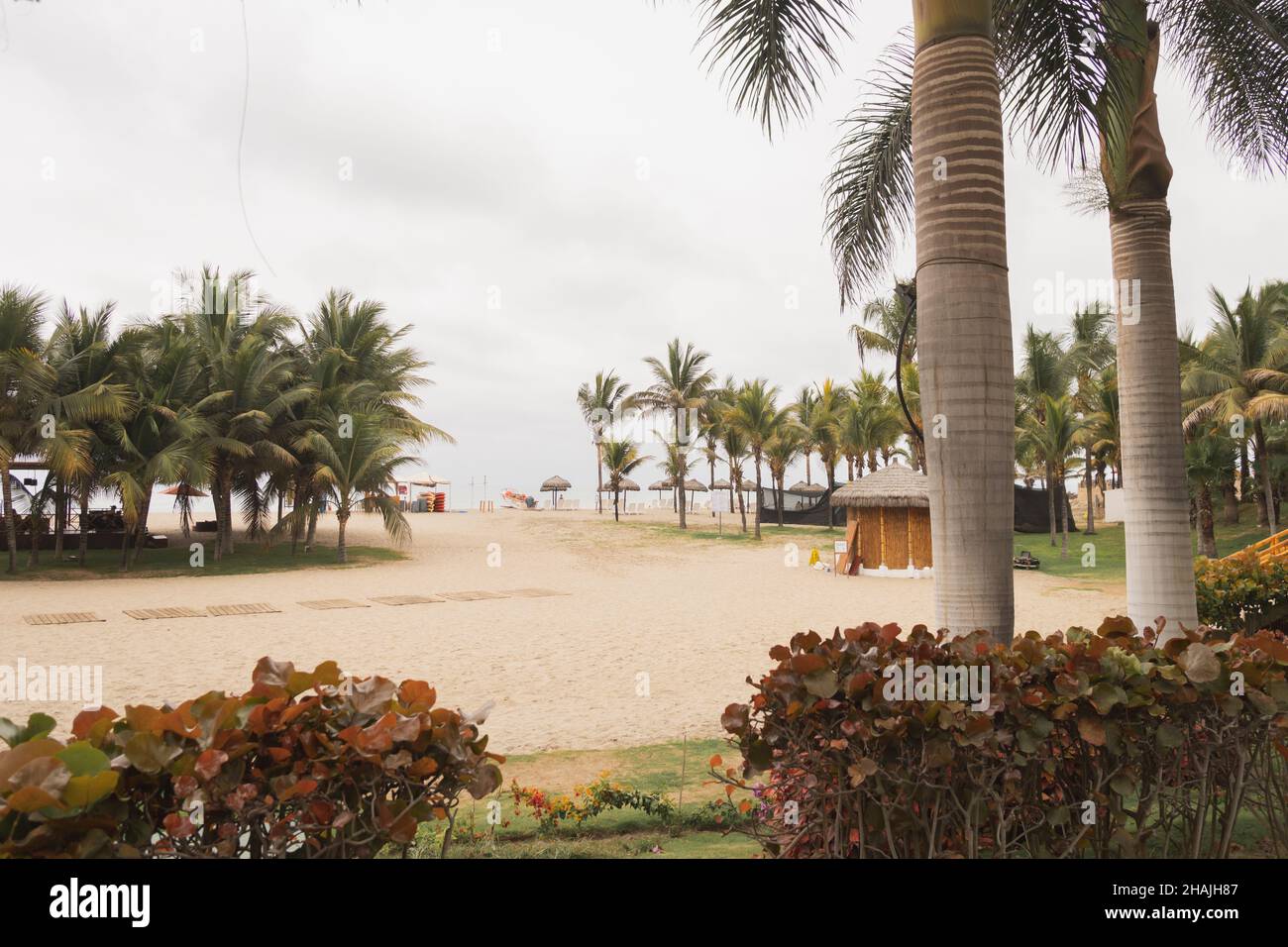 Beautiful shot of the tourist family resort on the private beach of ...
