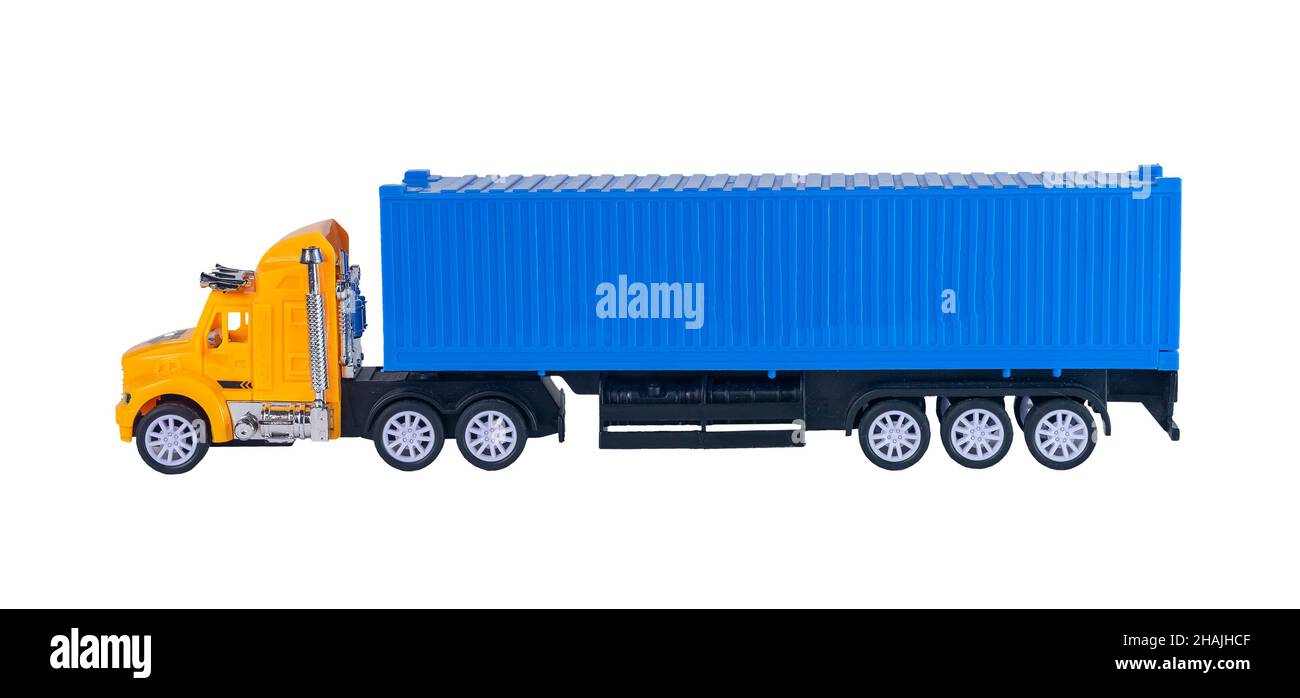 International cargo truck side view isolated on white background. Semi ...