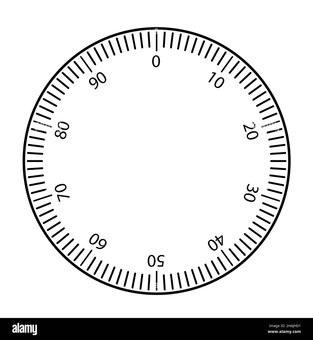 A circle of numbers and marks to 100 set over a white background Stock ...