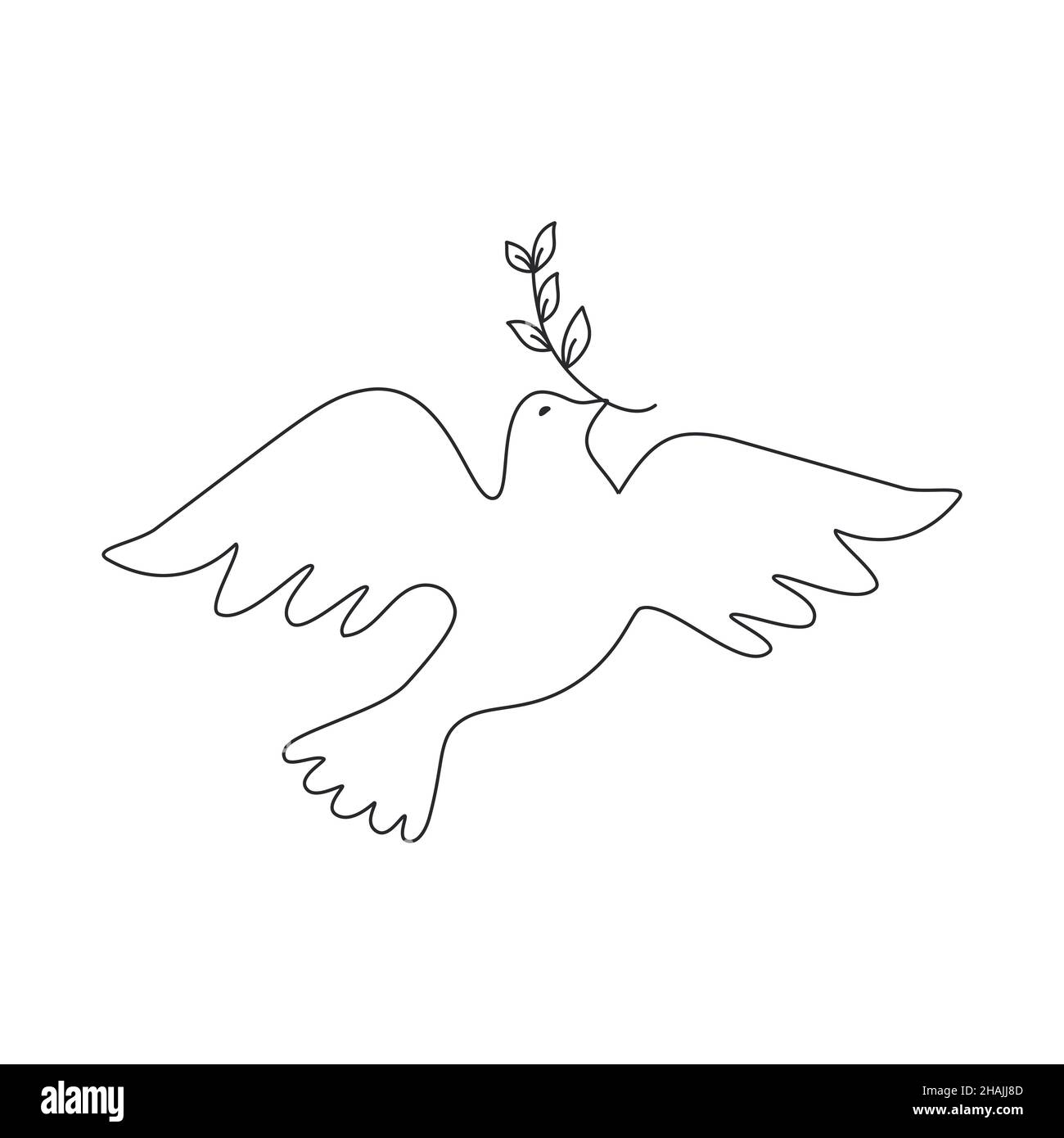 Dove with olive branch linear vector icon Stock Vector Image & Art - Alamy