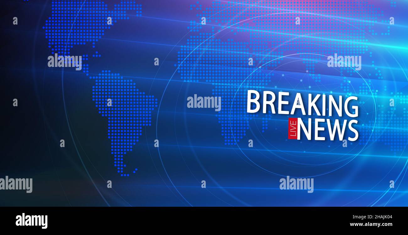 3d rendering of a world map background with "breaking news" writing ...