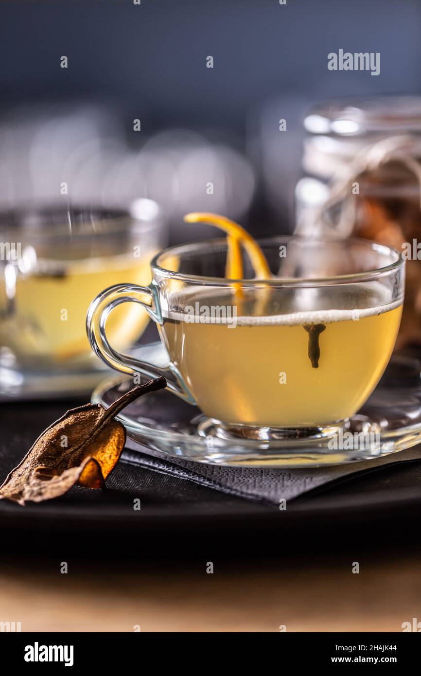 Whiskey drink Hot Teddy with dried pears. Mulled wine flavored with ...