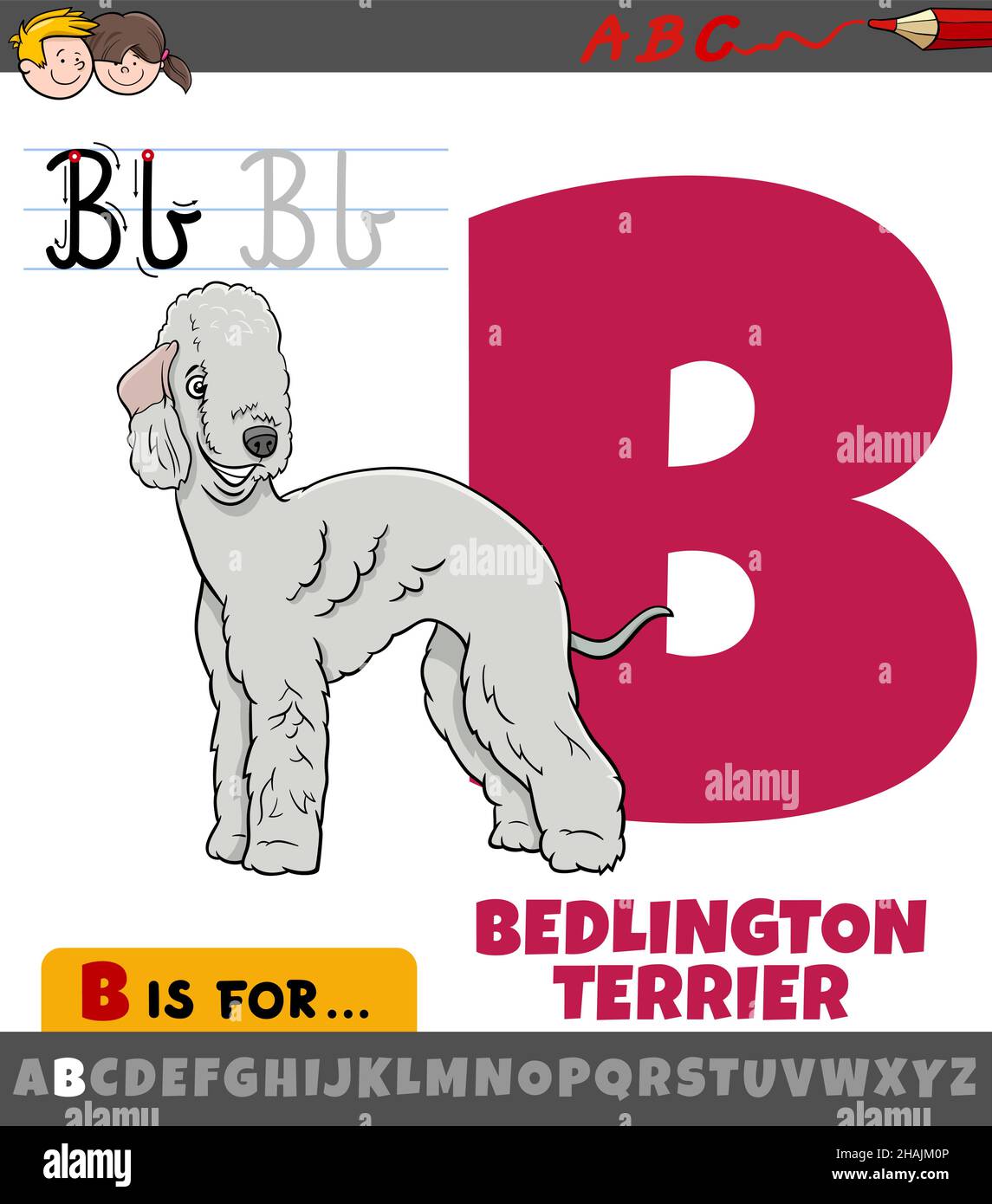 Educational cartoon illustration of letter B from alphabet with ...