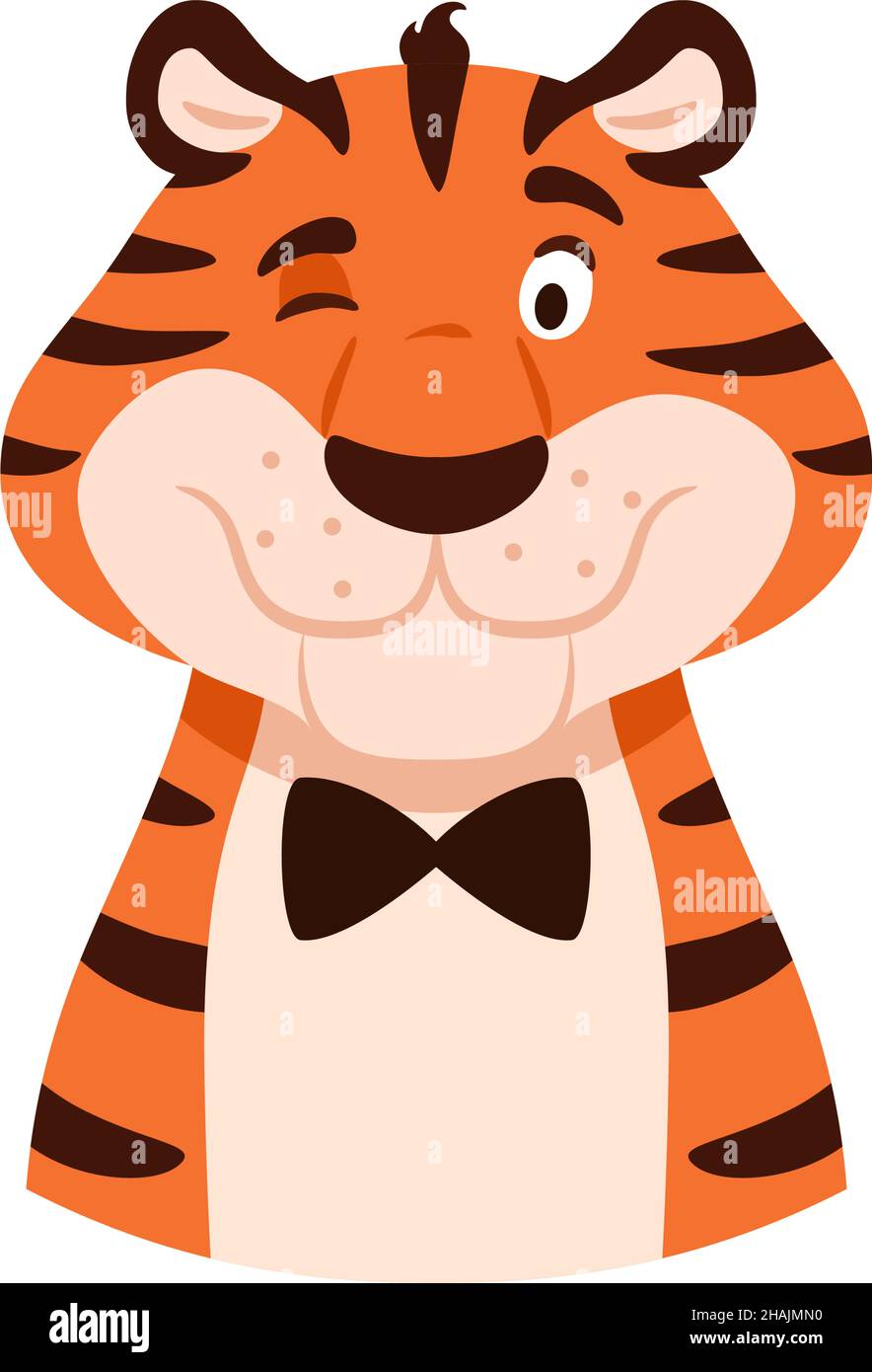 Cute tiger with winking eye. Animal portrait Stock Vector Image & Art ...
