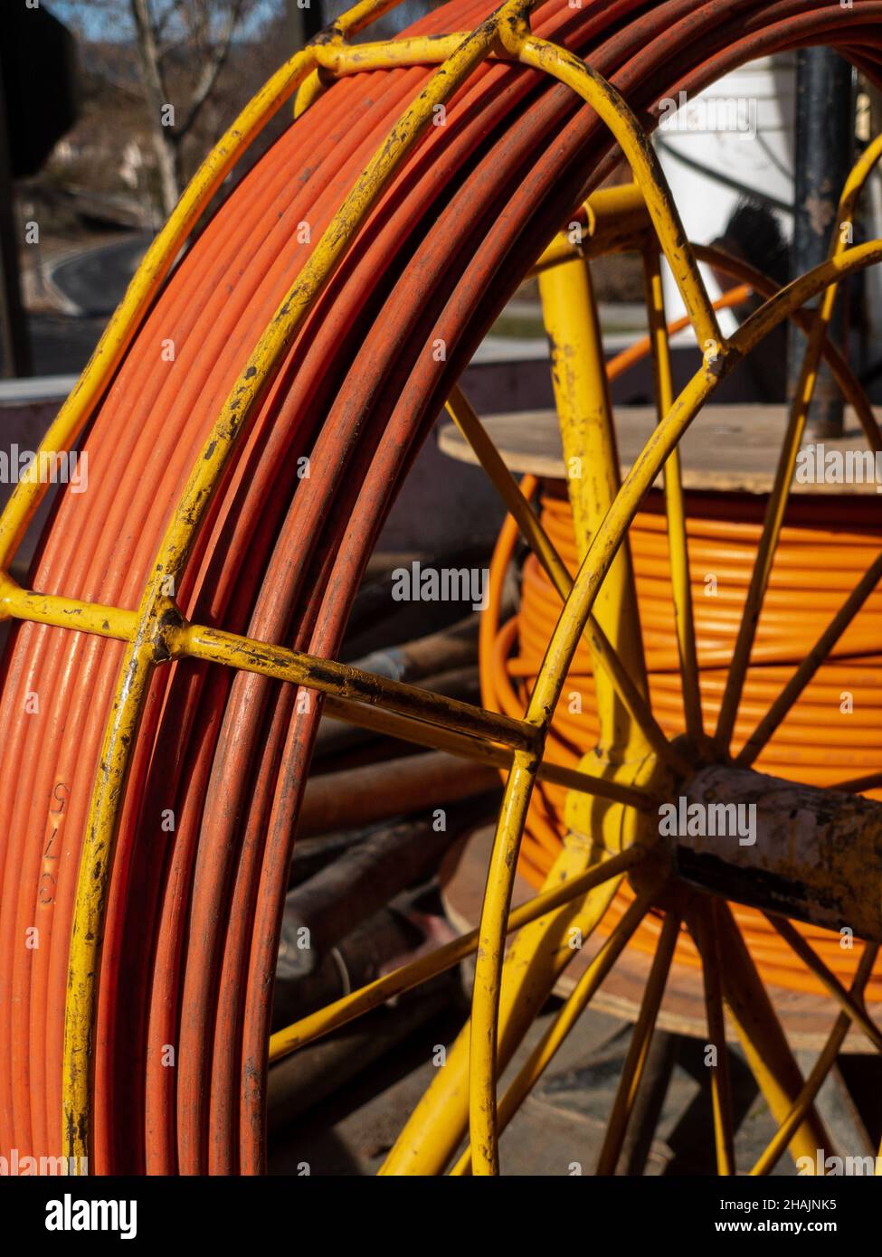 Vertical shot of a cable push pull rod Stock Photo - Alamy