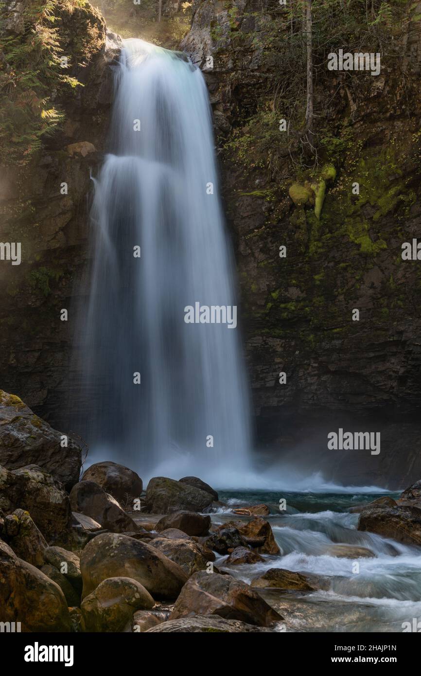 Vertical shot of a beautiful waterfall in the forest Stock Photo - Alamy