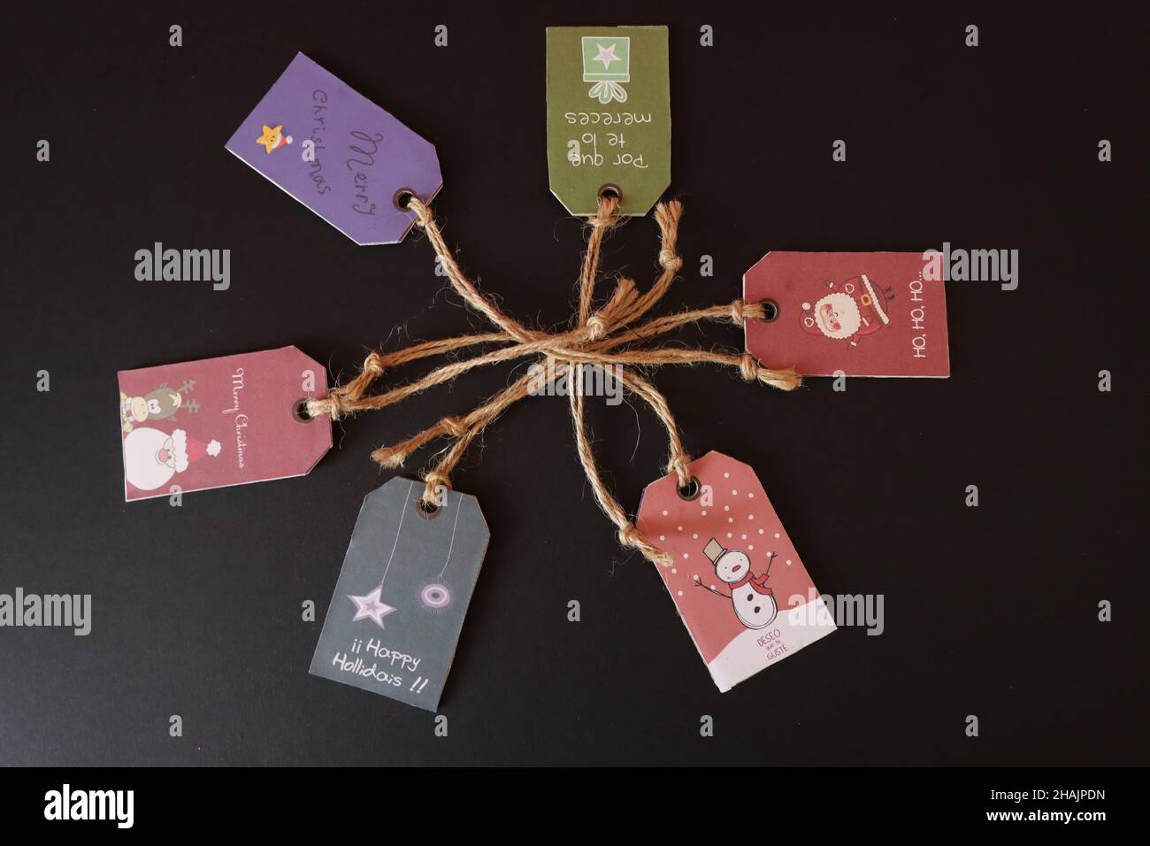 Christmas gift packaging handmade paper labels Stock Photo - Alamy