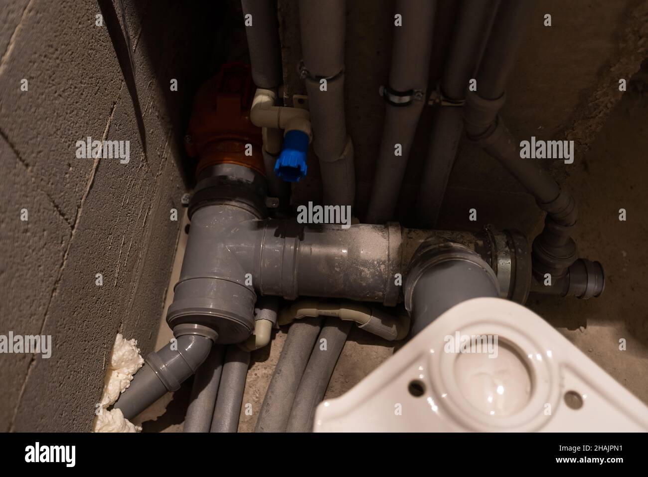 House Renovation of a Bathroom. plumbing and toilet Stock Photo - Alamy