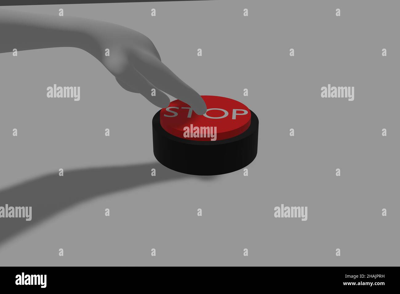 Some pressing the Stop button. 3D render Stock Photo - Alamy