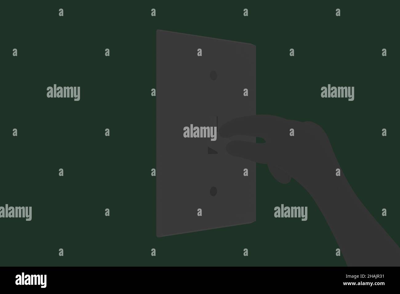 Light Switch being turned off by someone's hand. 3D render Stock Photo ...