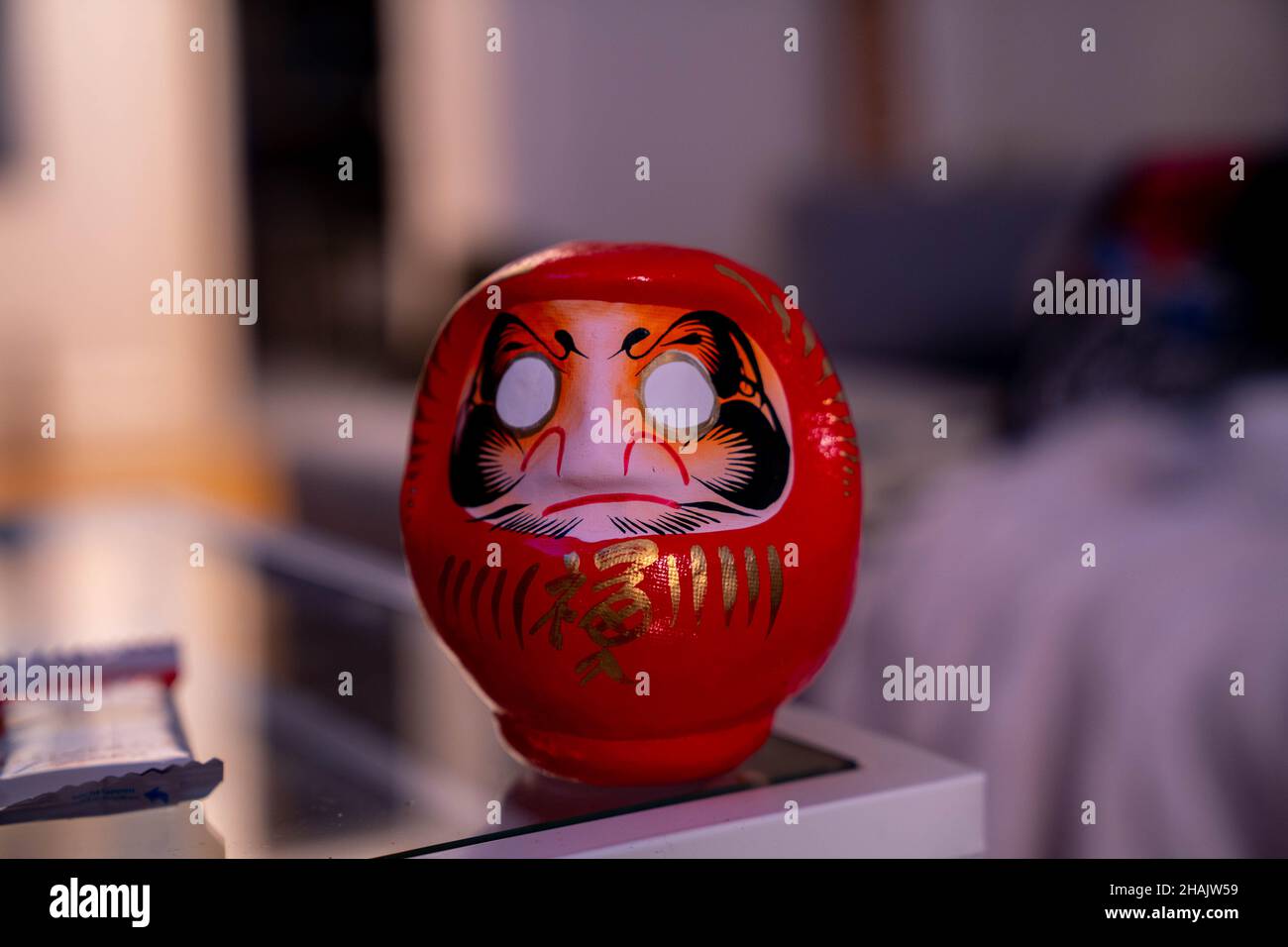 Closeup of Daruma doll, a hollow, round, Japanese traditional doll ...