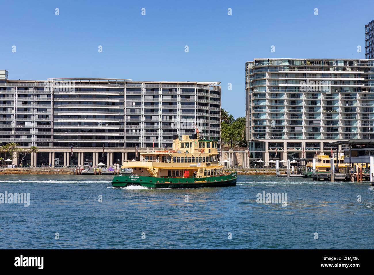 Sydney ferry MV Alexander, a first fleet class ferry, turns round to ...
