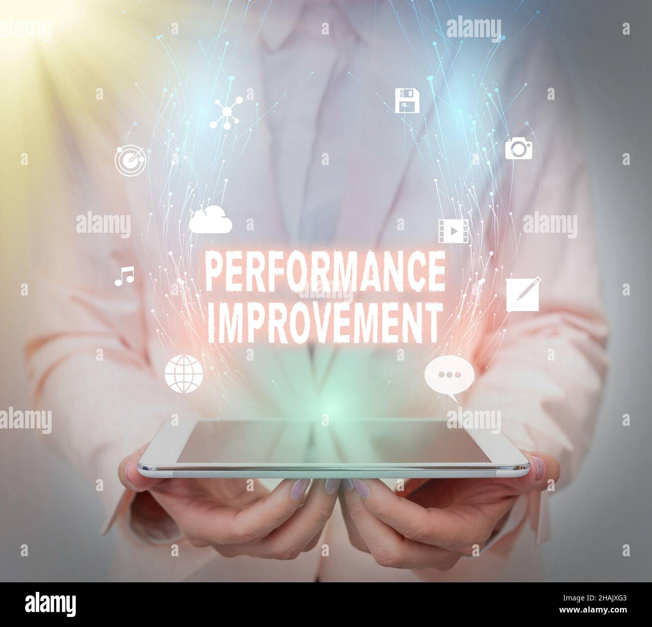 Conceptual display Performance Improvement. Business concept Measure ...