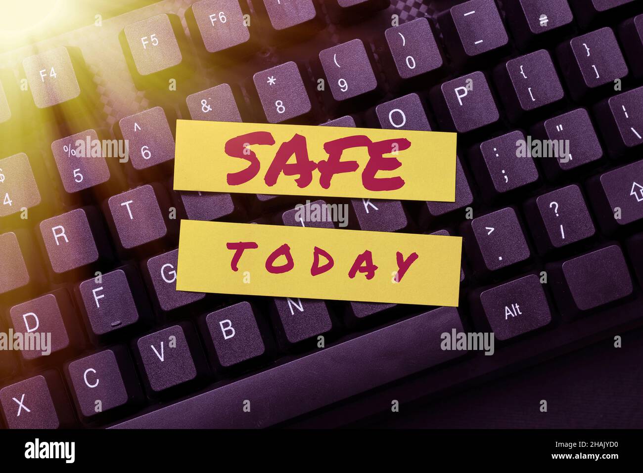 Text caption presenting Safe. Conceptual photo protected from or not ...