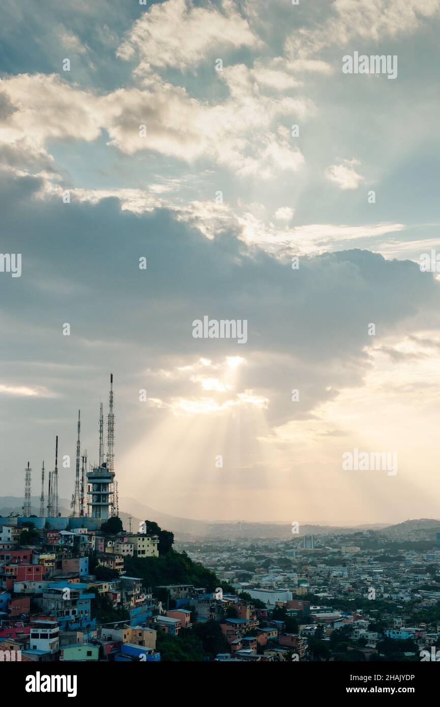High angle view of small chapel located at the top of Cerro Santa Ana ...