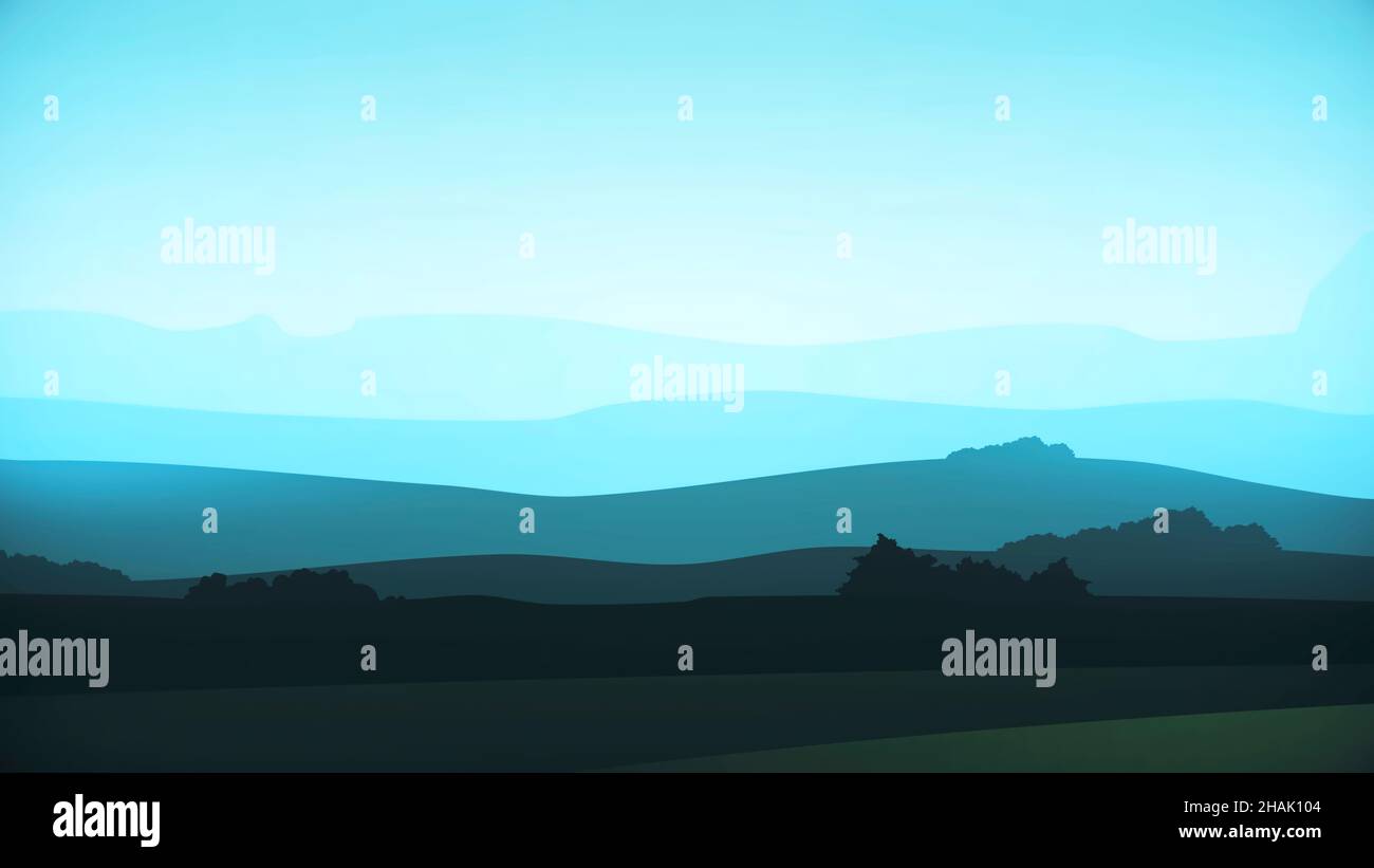 Animation moving of landscape in cartoon style. Digital design concept ...
