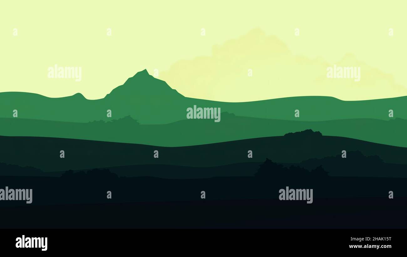 Animation moving of landscape in cartoon style. Digital design concept ...