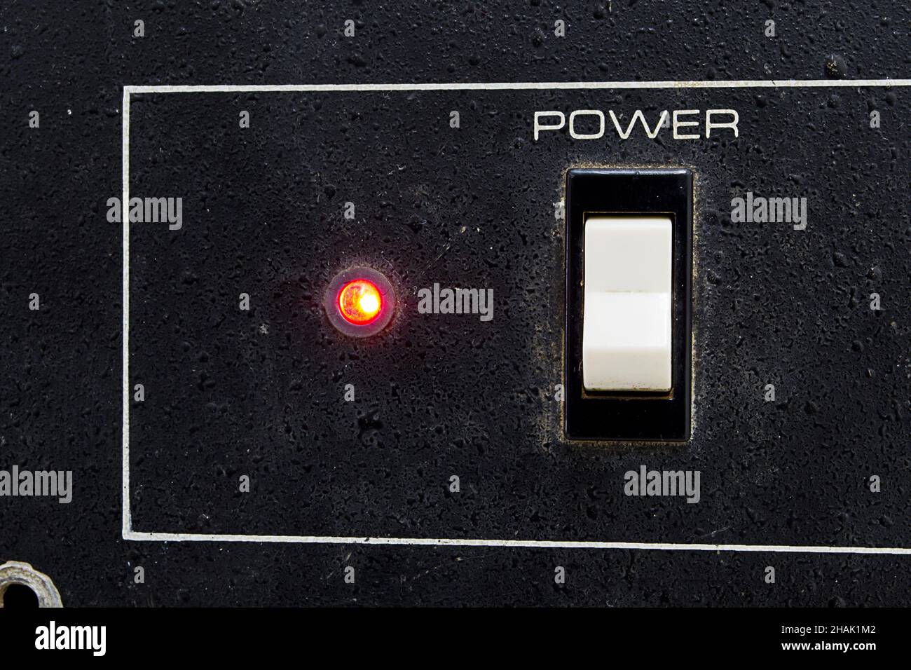 Closeup of a Power switch on or off from an old amplifier Stock Photo ...