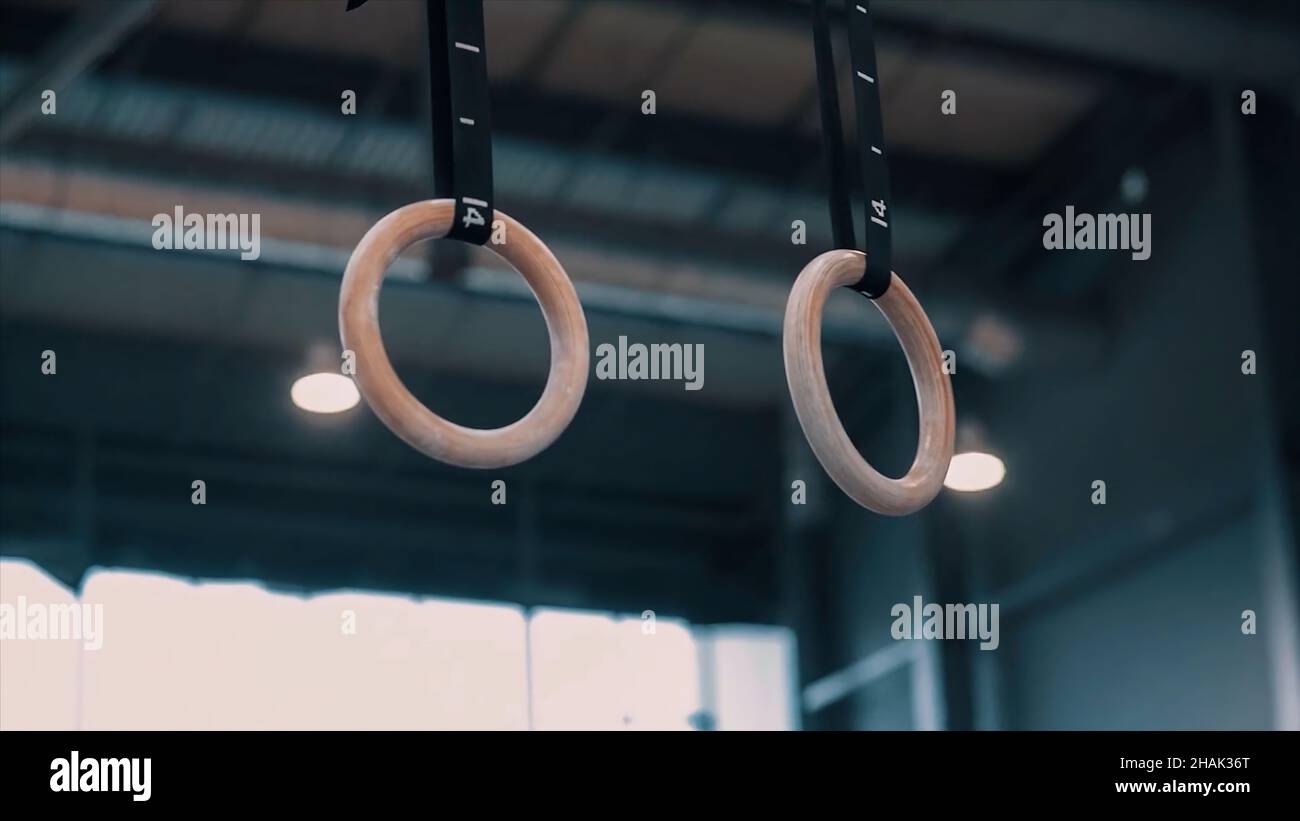 Professional sports equipment and the interior of a gym. Video. Bottom ...